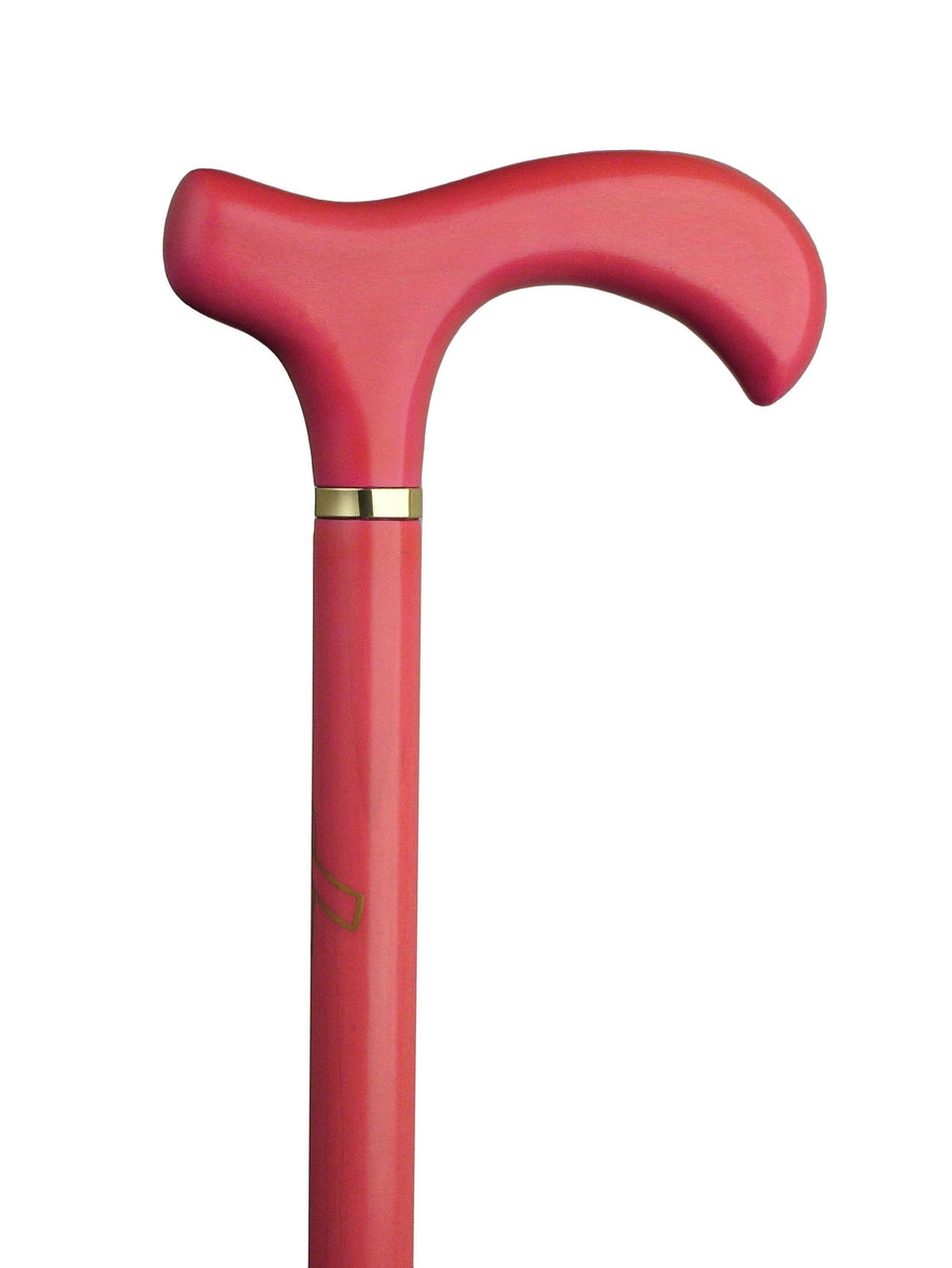 Elegant Pink Ribbon Cane: Stylish Maple Support with Symbolic Finish