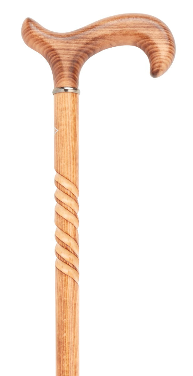 Scorched Triple Twist Derby Walking Cane - 36" Spiral Shaft