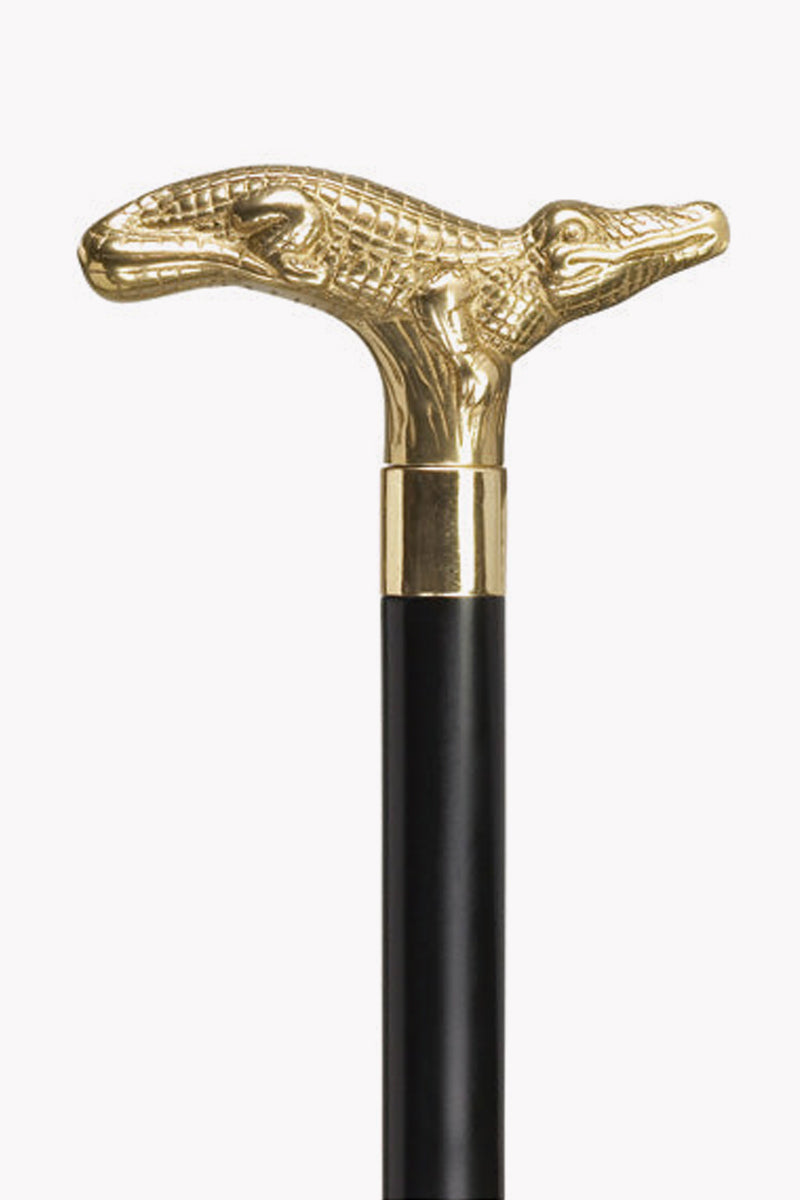 Brass Alligator Walking Cane - House of Canes