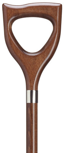 Elegant Shovel Handle Walking Cane - Maple Wood with Metal Band
